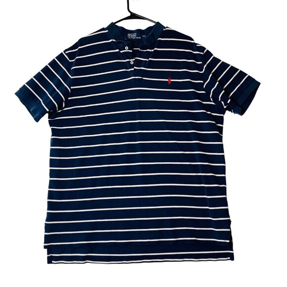 Polo Ralph Lauren | Shirts | Polo Ralph Lauren Men Navy Blue Stripe Short Sleeve Collar Polo ...